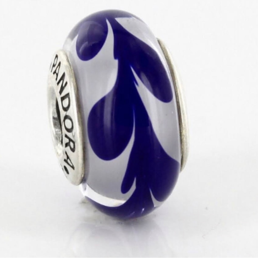 Pandora Blue Swirl Murano Glass Sterling Silver Bead … - Gem